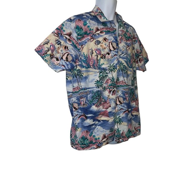 RJC | Shirts | Vintage Rjc Hawaiian Fish Reef Shirt Mens L Marlin Shell ...